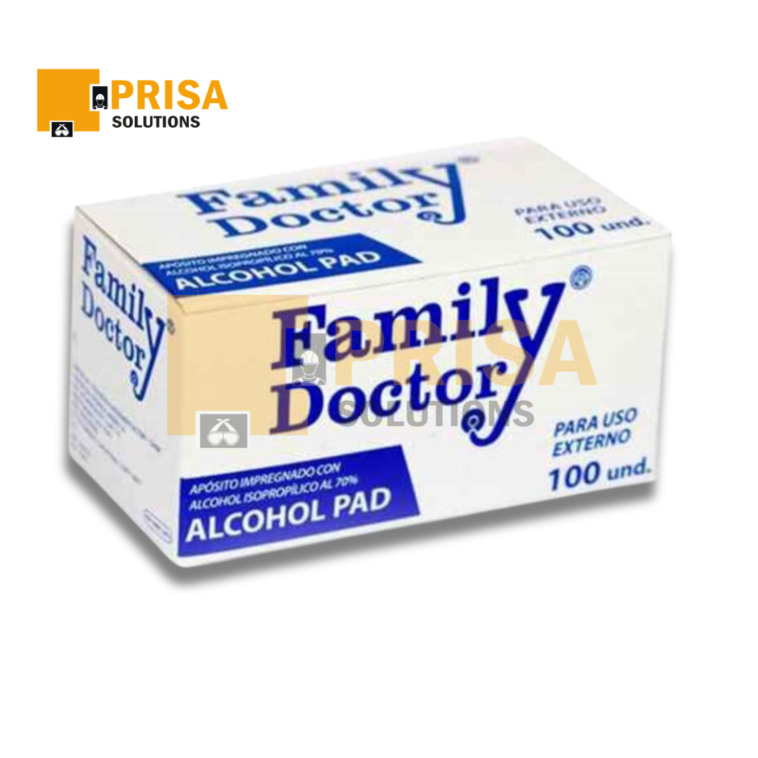 ALCOHOL PAD FAMILY DOCTOR PAÑITOS DESINFECTANTES 100und – PRISA SOLUTIONS